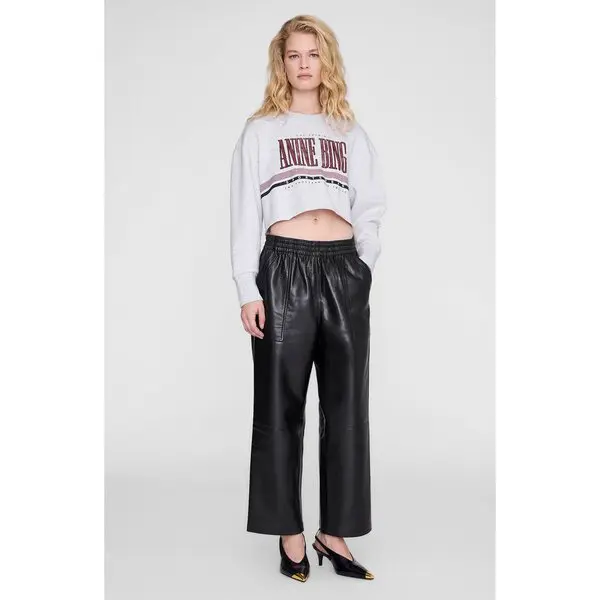 ANINE BING Sporty Cropped Sweatshirt - Heather Grey