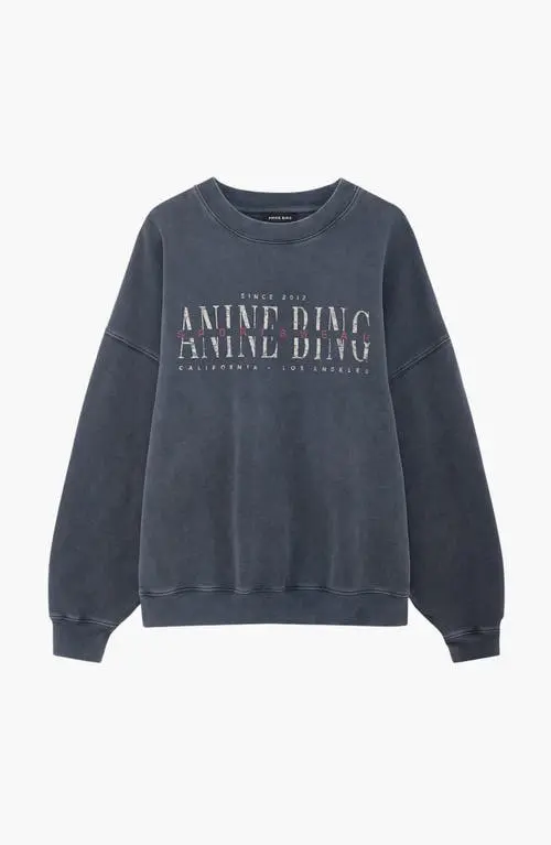 ANINE BING Miles Sweatshirt Sport Club - Washed Black
