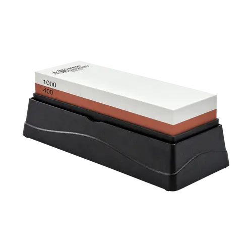 CUISINE::PRO Damashiro Emperor® Double Sided Grit Whetstone Kit 400/1000 - White/brown/black