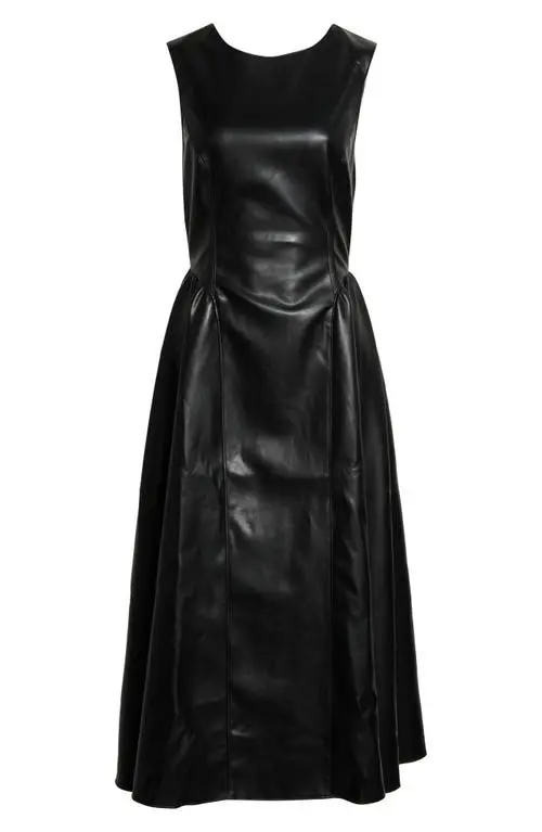 WAYF Angelina Sleeveless Faux Leather Midi Dress