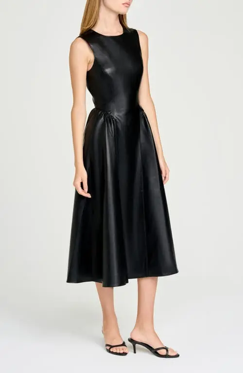 WAYF Angelina Sleeveless Faux Leather Midi Dress