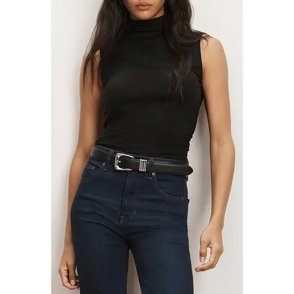 Veronica Beard Mylie Ruched Sleeveless Top - Black