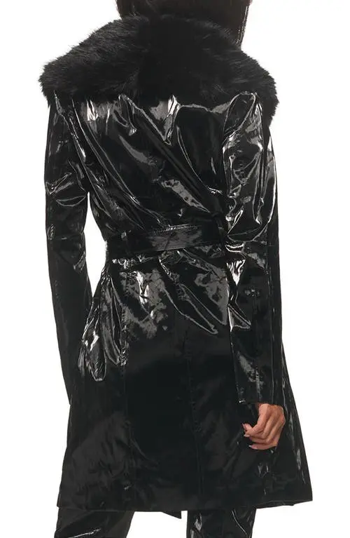 I.AM.GIA Castor Faux Leather Jacket With Faux Fur Collar
