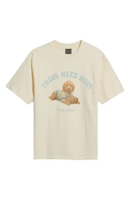 SANTO STUDIO Thugs Need Hugs Football Graphic T-shirt
