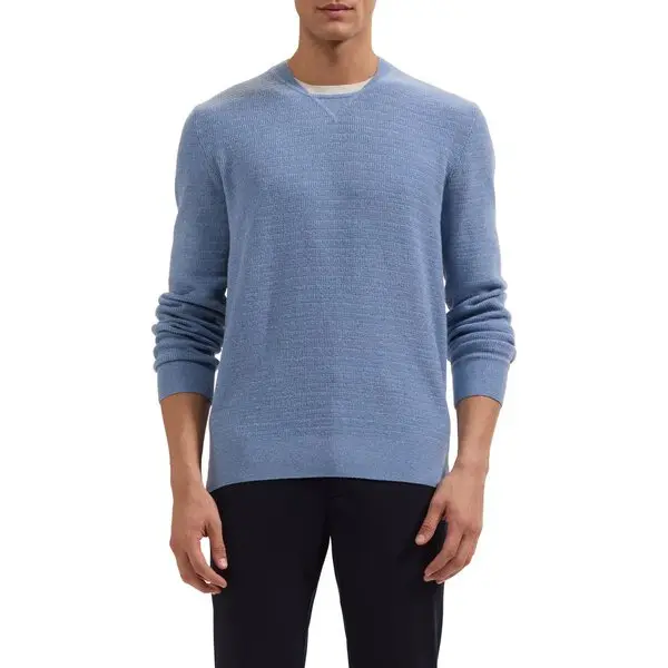 Bugatchi Wool & Cashmere Crewneck Sweater - Air Blue