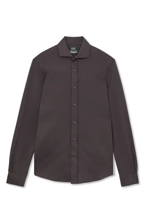 REISS Monaco Slim Fit Stretch Jersey Shirt - Dark Brown