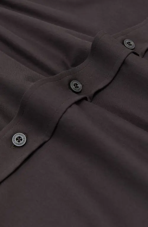 REISS Monaco Slim Fit Stretch Jersey Shirt - Dark Brown