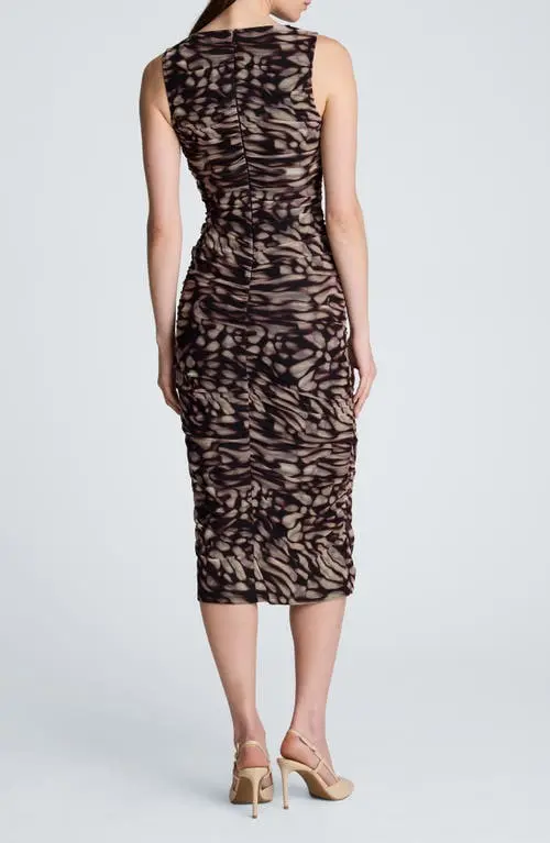 KENNETH COLE Ruched Sleeveless Midi Dress