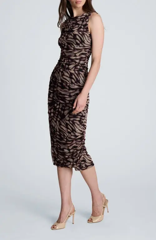 KENNETH COLE Ruched Sleeveless Midi Dress