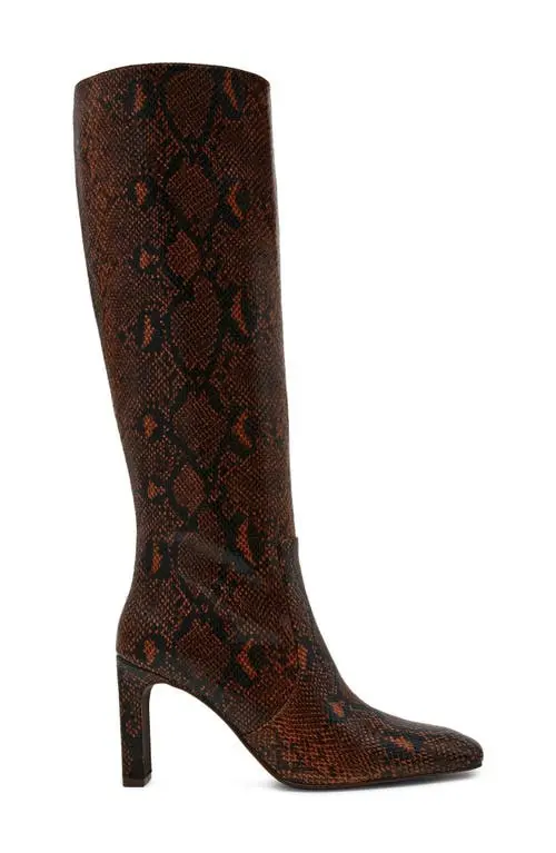 Steve Madden Lovelies Snake Embossed Knee High Boot - Brown Snake