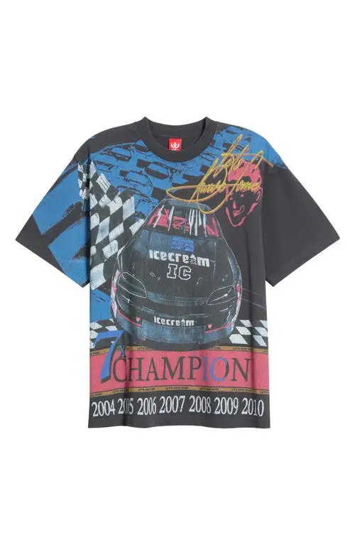 ICECREAM Pomegranate Cotton Graphic T-shirt - Black