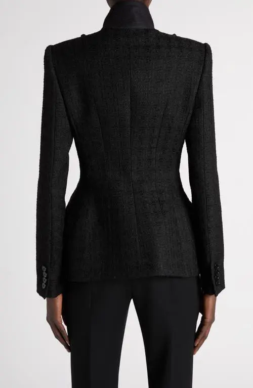 Alexander McQueen Textured Wool Blend Asymmetric Button Jacket