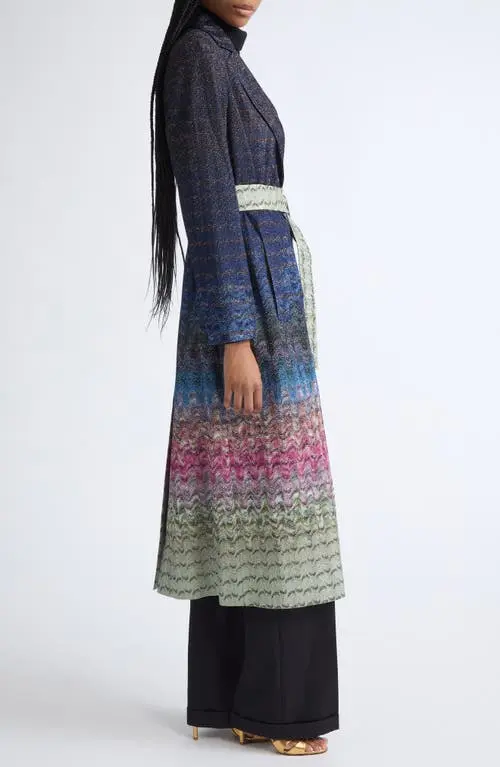 Missoni Ombré Zigzag Long Coat - Smsot Blue Base