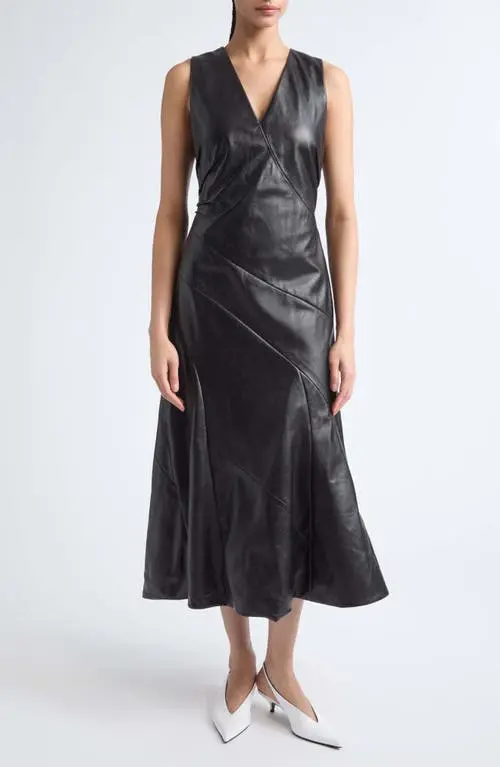 Proenza Schouler Kenza V-neck Leather Dress - Black