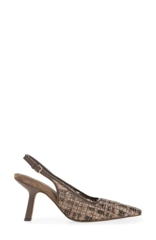 Brunello Cucinelli Monili Check Beaded Mesh Slingback Sandal