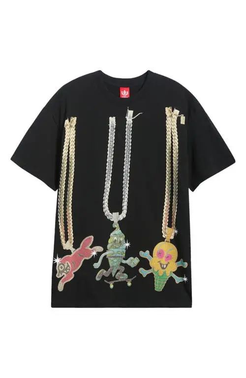 ICECREAM Ginger Cotton Graphic T-shirt - Black