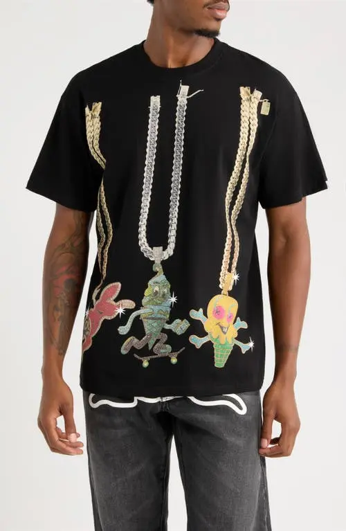 ICECREAM Ginger Cotton Graphic T-shirt - Black