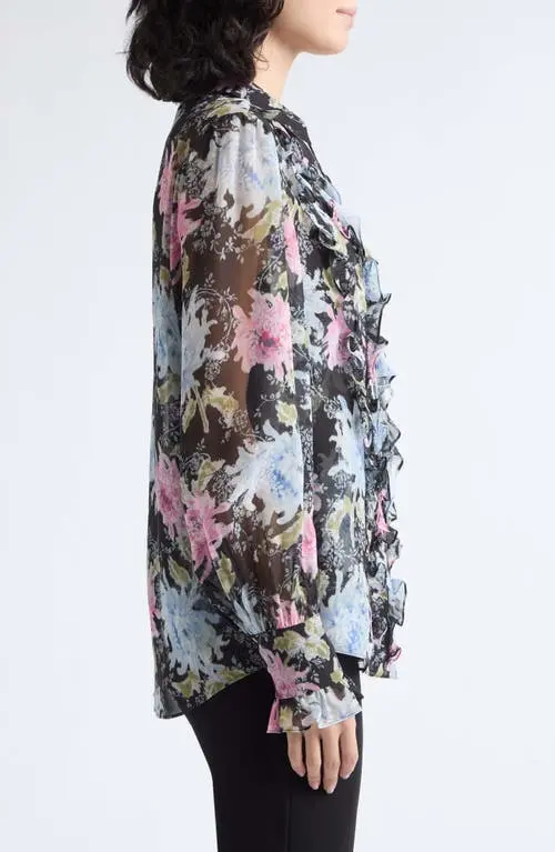Cinq À Sept Phebe Ikat Dahlia Ruffled Top