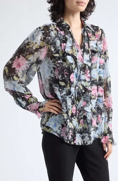 Cinq À Sept Phebe Ikat Dahlia Ruffled Top