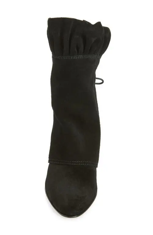 Chloé Anouk Ruffled Suede Ankle Boot - Black