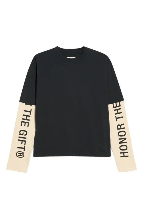 HONOR THE GIFT Honor Double Sleeve Cotton T-shirt - Black