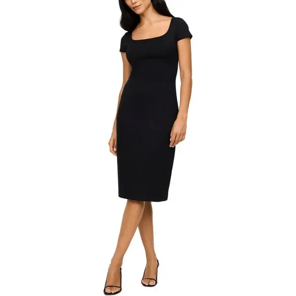 Spanx Ponte Cap Sleeve Midi Dress - Classic Black