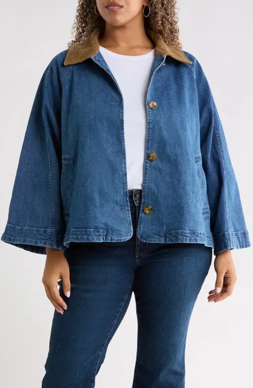 Caslon Swing Cropped Denim Trench Coat