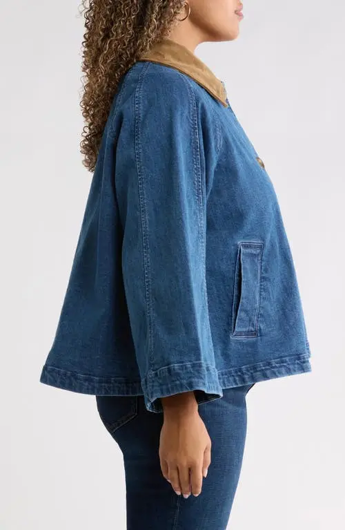 Caslon Swing Cropped Denim Trench Coat