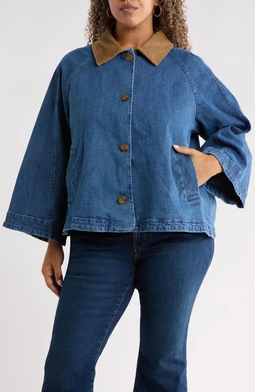 Caslon Swing Cropped Denim Trench Coat