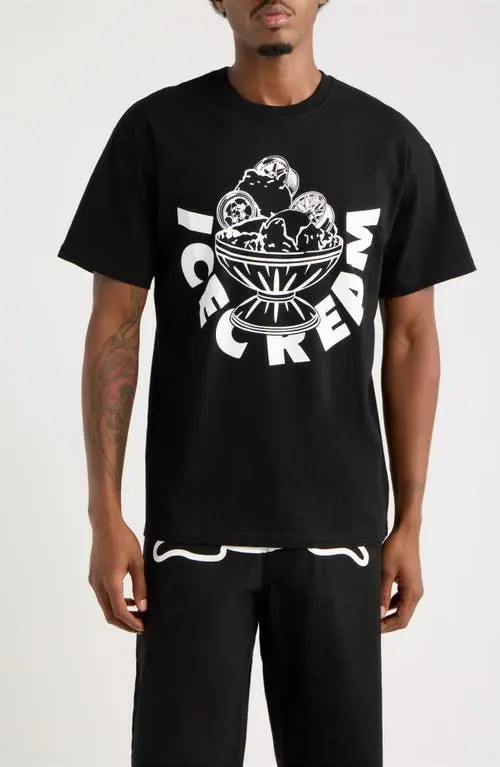 ICECREAM Rose Graphic T-shirt - Black