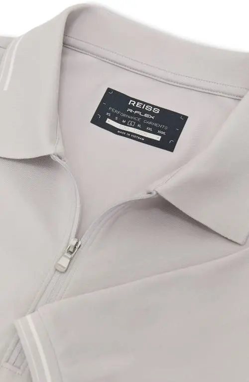 REISS Vale Half Zip Polo Shirt - Soft Grey