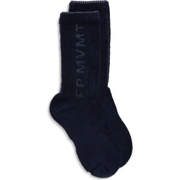 Free People Recovery Cotton Blend Terry Crew Socks - Midnight