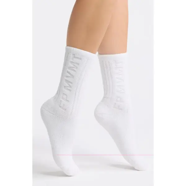 Free People Recovery Cotton Blend Terry Crew Socks - White