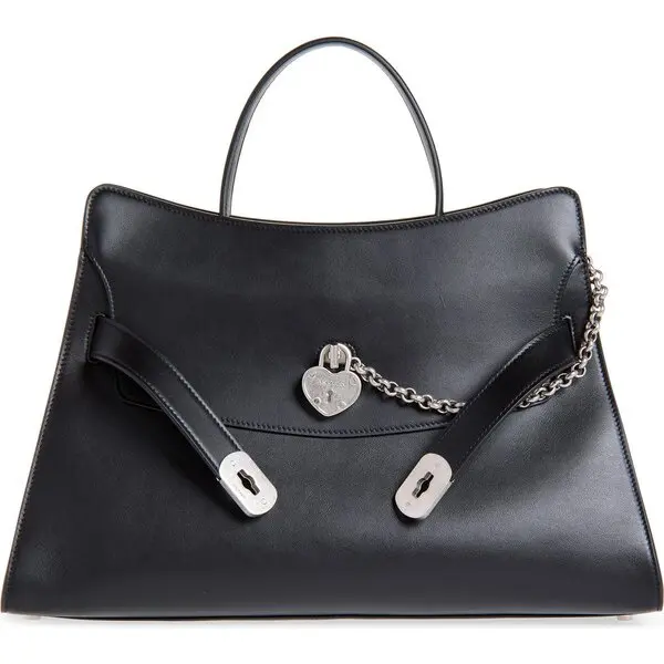 Alexander McQueen Locke Leather Top Handle Bag - Black/grey