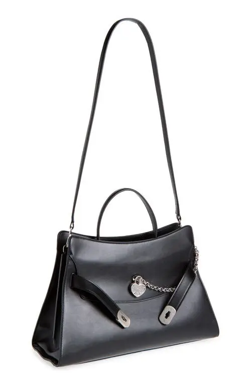 Alexander McQueen Locke Leather Top Handle Bag - Black/grey