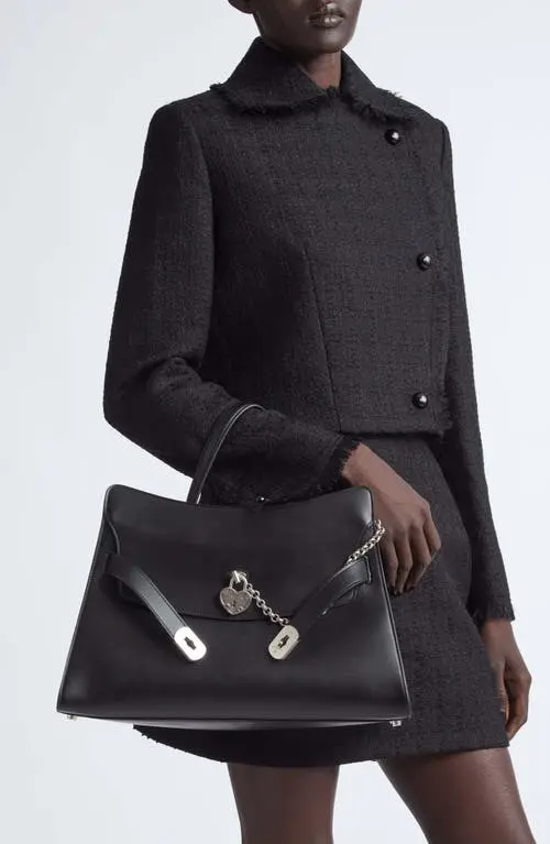 Alexander McQueen Locke Leather Top Handle Bag - Black/grey