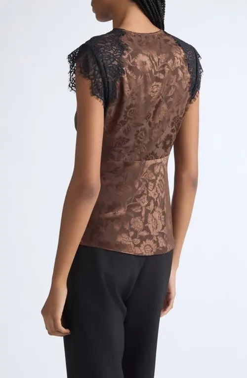 Veronica Beard Pascaline Floral Print Top - Espresso
