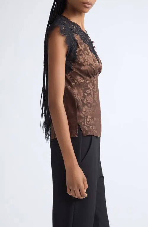 Veronica Beard Pascaline Floral Print Top - Espresso