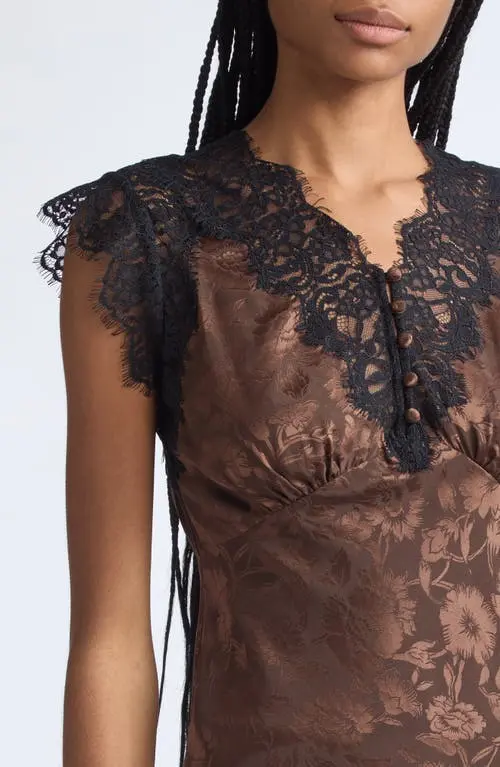 Veronica Beard Pascaline Floral Print Top - Espresso