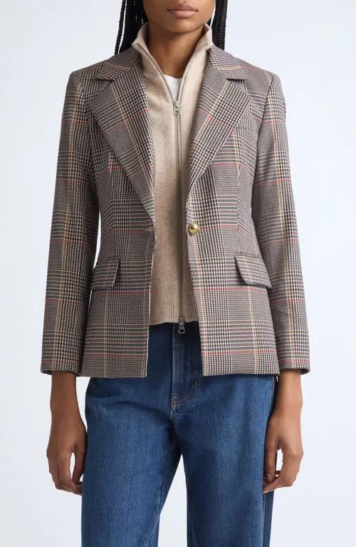 Veronica Beard Healy Houndstooth Plaid Dickey Jacket