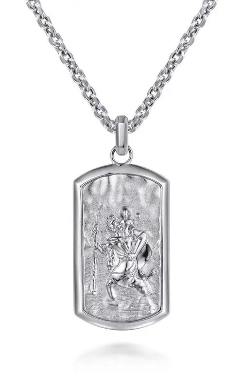 Gabriel & Co. Modern Relics Saint Christopher Medallion Pendant Necklace - Sterling Silver