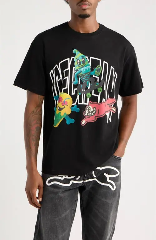 ICECREAM Marshmallow Cotton Graphic T-shirt - Black