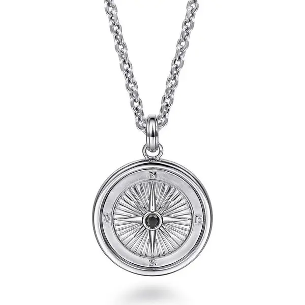 Gabriel & Co. Polaris Black Spinel Compass Necklace - Sterling Silver