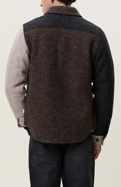 LES DEUX Wool Colorblocked Overshirt - Mol Brown