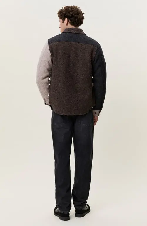 LES DEUX Wool Colorblocked Overshirt - Mol Brown
