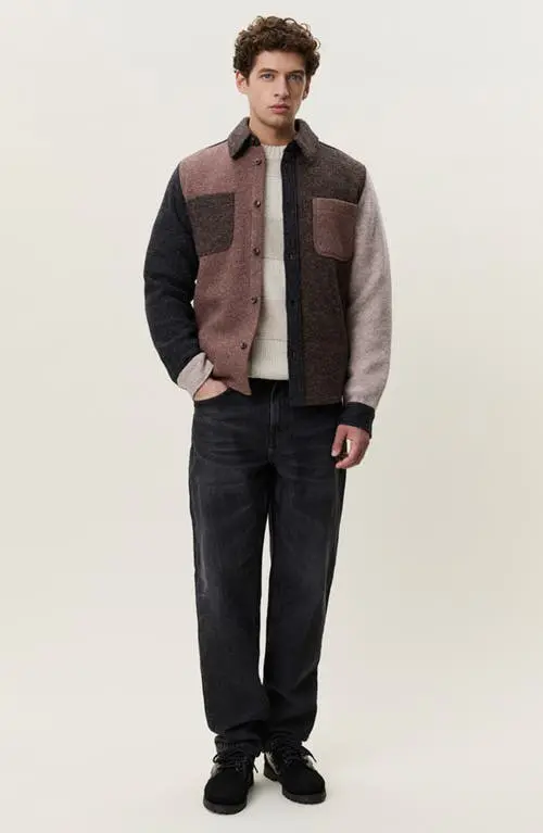 LES DEUX Wool Colorblocked Overshirt - Mol Brown