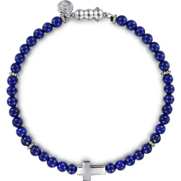 GABRIEL & CO. Bujukan Sterling Silver Cross Lapis Lazuli Bracelet