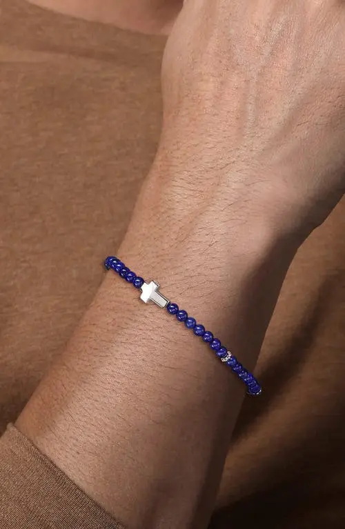 GABRIEL & CO. Bujukan Sterling Silver Cross Lapis Lazuli Bracelet