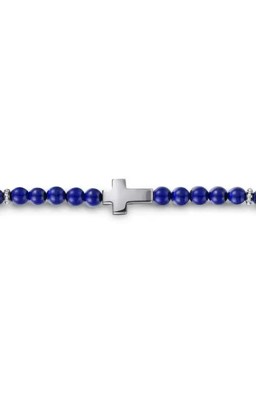 GABRIEL & CO. Bujukan Sterling Silver Cross Lapis Lazuli Bracelet