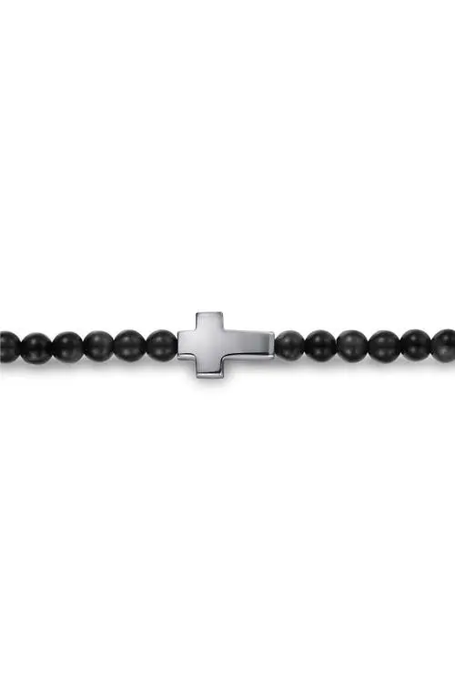 Gabriel & Co. Bujukan Sterling Silver Cross Lapis Lazuli Bracelet - Sterling Silver/onyx